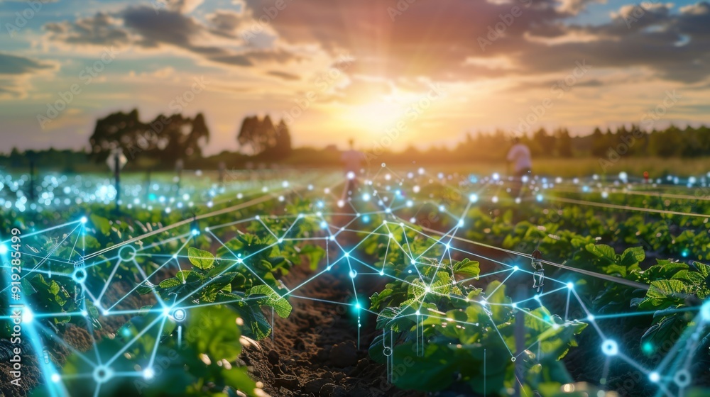 Image of a smart irrigation system design with digital layouts and ...