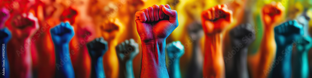 Rallying Cry: A crowd of diverse people, arms raised in solidarity ...