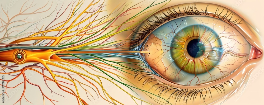 Anatomical diagram of the human eye, showcasing its internal structure ...