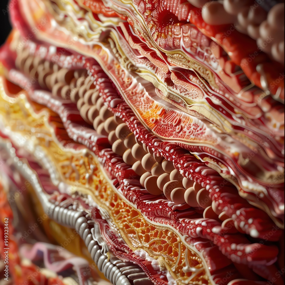 Crosssectional image of human intestinal tissue, depicting the layers ...