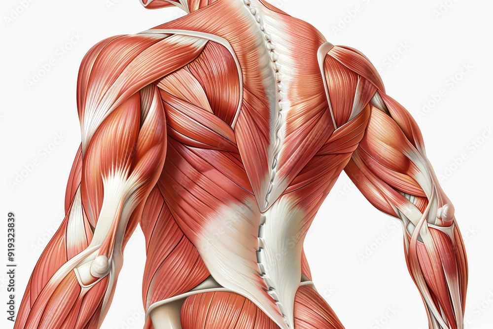 Labeled anatomical image of the human muscular system, showing major ...