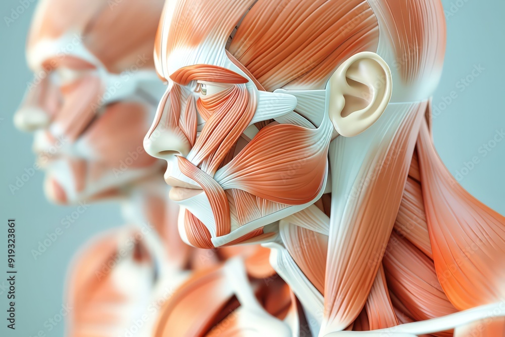 Labeled anatomical image of the human muscular system, showing major ...