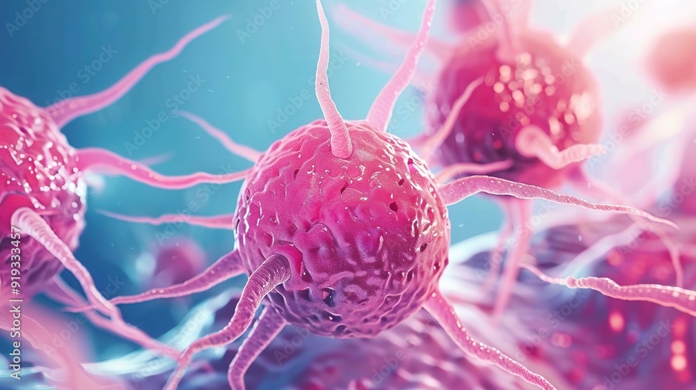 Medical Illustration of Cancer Tumor Markers in Blood Sample, Depicting ...