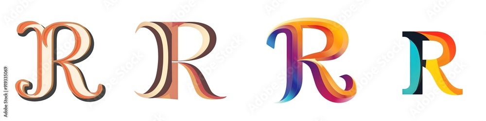 flat logo of unique letter r vector icon illustration isolated on white ...