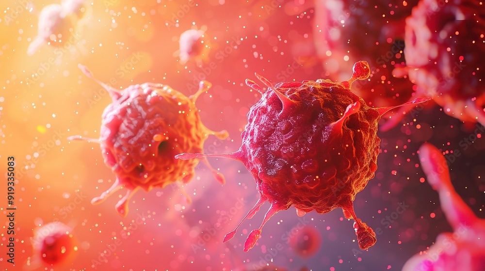 Medical Illustration of Cancer Tumor Markers in Blood Sample, Depicting ...