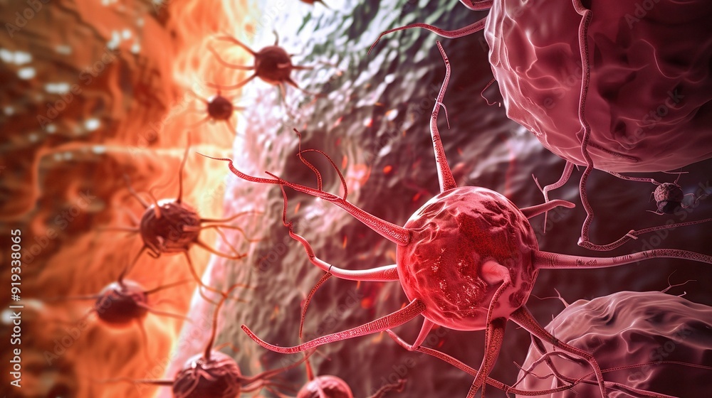 ภาพประกอบสต็อก Medical Illustration of Cancer Tumor Markers in Blood ...