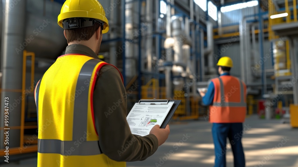 Generate a photo realistic image of inspectors conducting routine ...