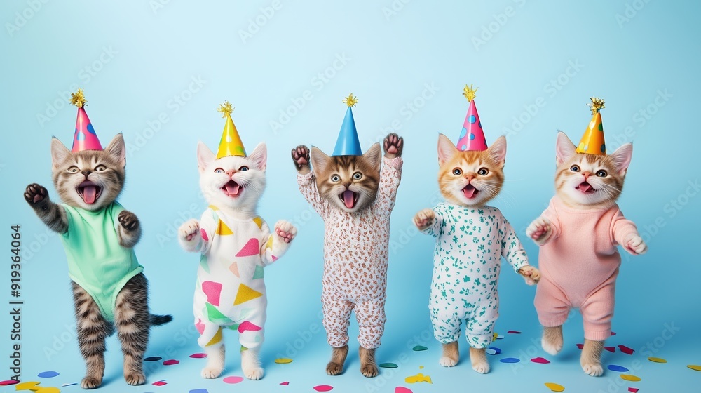 Happy cats wearing party hats and costumes, perfect for any occasion ...
