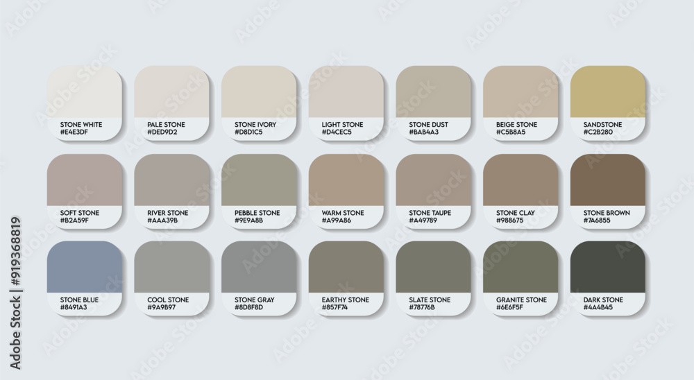 Stone Gray Color Palette, Stone Gray Color Guide Palette with Color ...