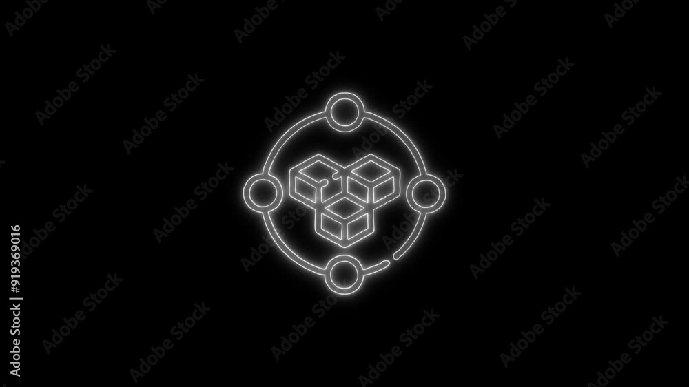 Blockchain Icon - 4K Animated Linear Symbol Icon Video Background on ...