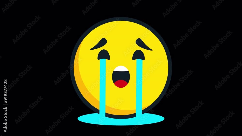 Loudly Crying Face Emoji Animated on a Transparent Background. 4K Loop ...