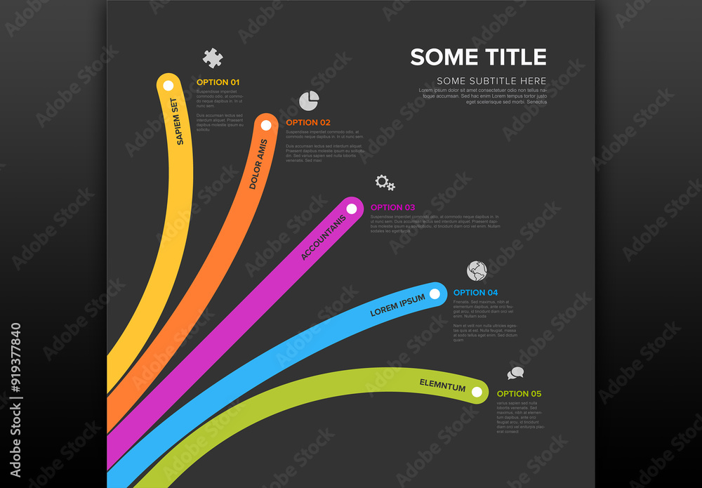 Diagonal dark Infographics template with various diversity options ...