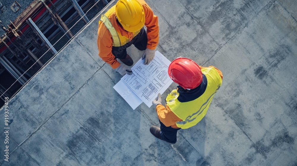 Generate a photo realistic image of workers conducting a mock safety ...