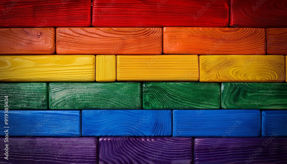 Rainbow Wooden Wall Made of Colored Blocks Symbolizing Sexual ...