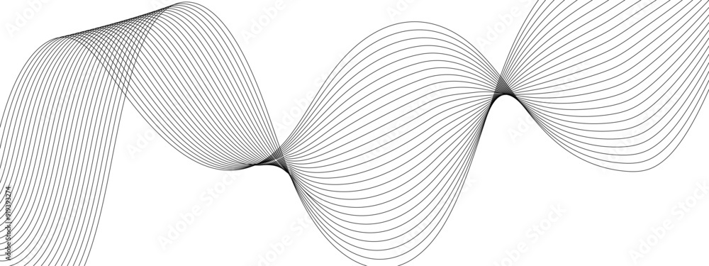 Abstract wavy and curve line on transparent background. Gray curved ...