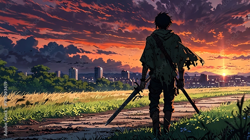 Anime Character Design of Lone Survivor in Post-Apocalyptic Wasteland ...
