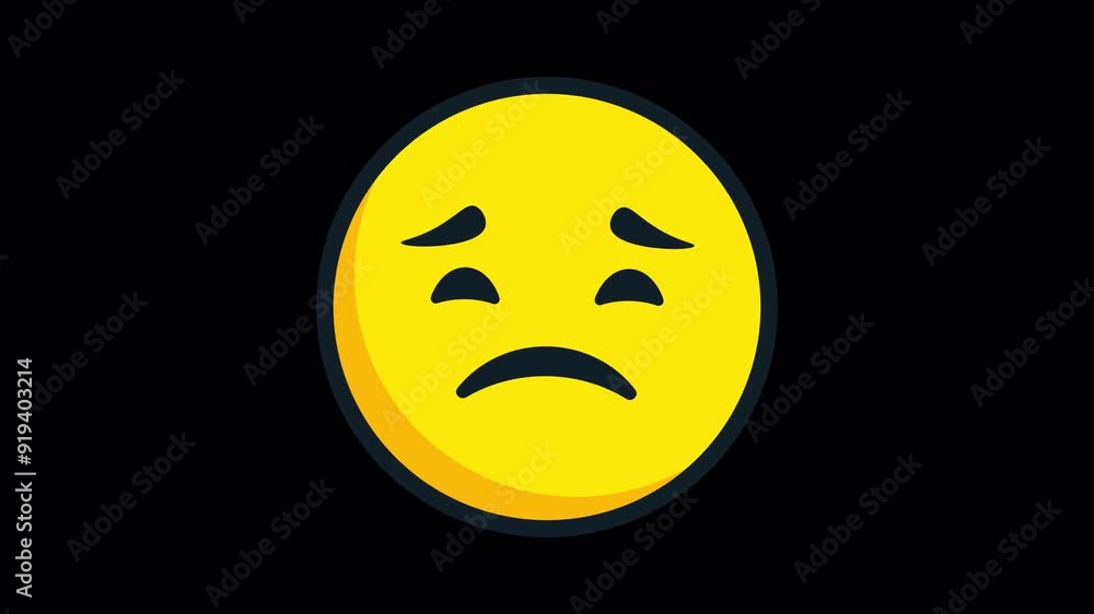 Frowning Face Emoji Animated on a Transparent Background. 4K Loop ...