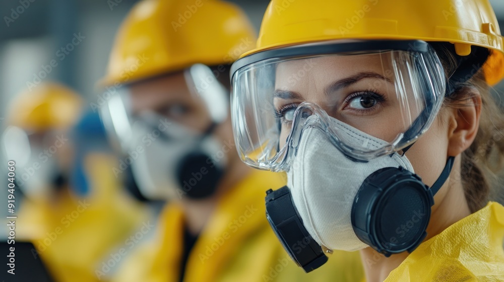 Generate a photo realistic image of workers receiving training on ...