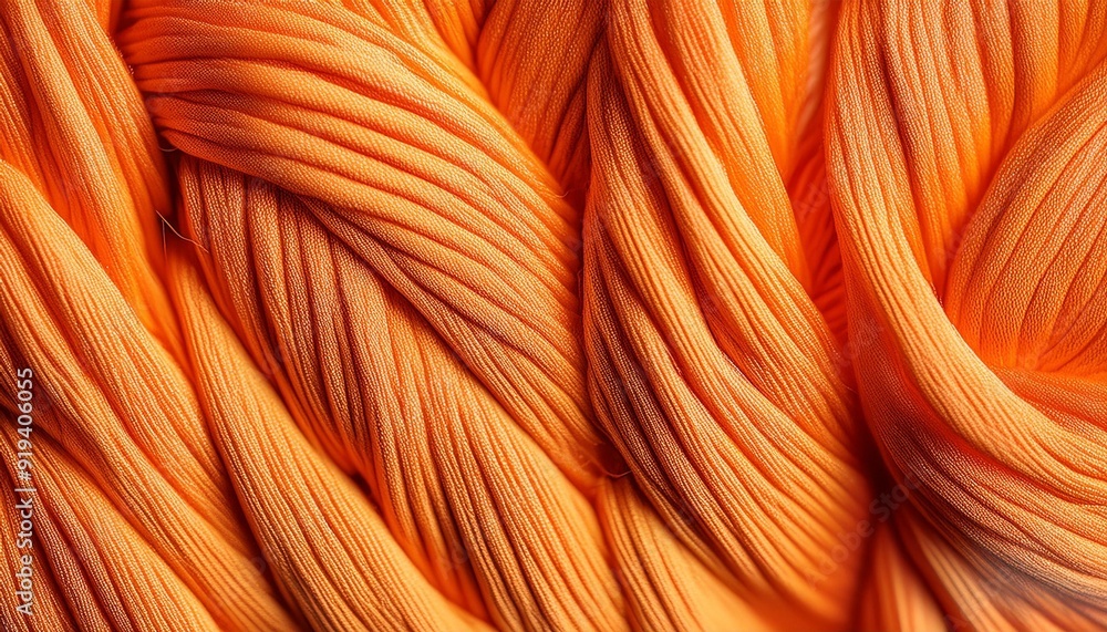 abstract fabric texture background close up picture of orange color thread macro image of ...