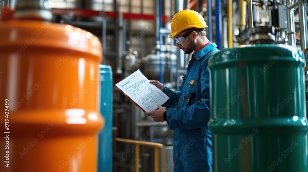 Generate a photo realistic image of workers reviewing Safety Data ...