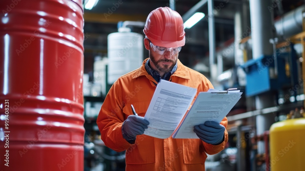 Generate a photo realistic image of workers reviewing Safety Data ...
