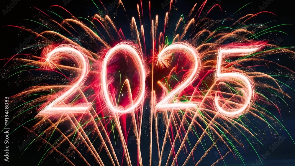 A dazzling display of fireworks illuminating 2025, capturing the ...
