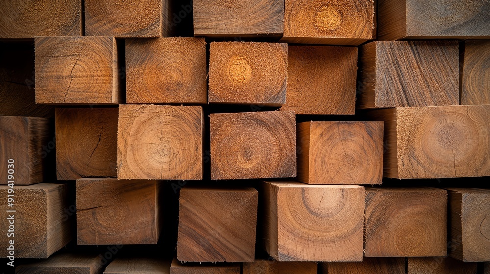 Detailed view of multiple timber pieces stacked vertically, with the ...