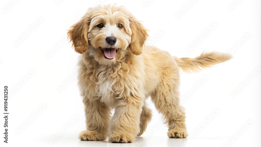 Adorable smiling cartoon Labradoodle puppy with a big personality ...