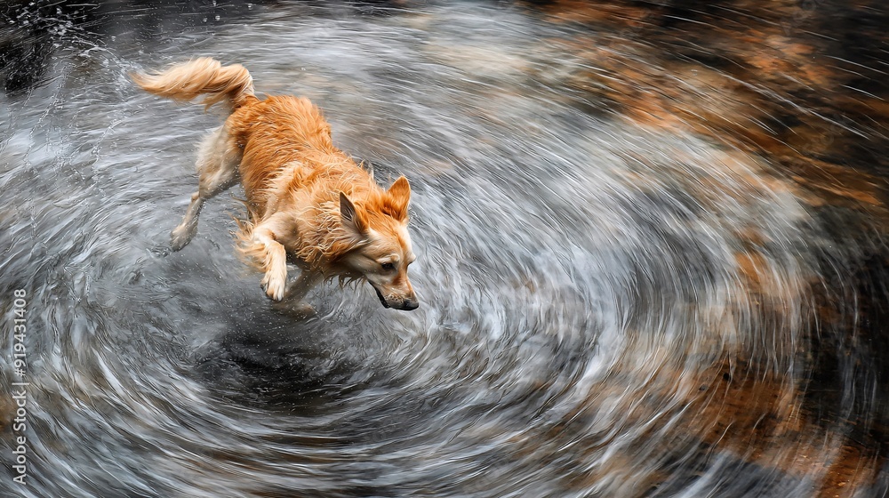 Dizzy Dog in a Whirl of Playful Chaos Chasing Its Tail in a Comical ...