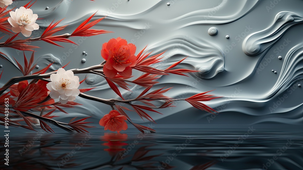 Background modern of a Japanese flag with Japanese symbols. Traditional ...