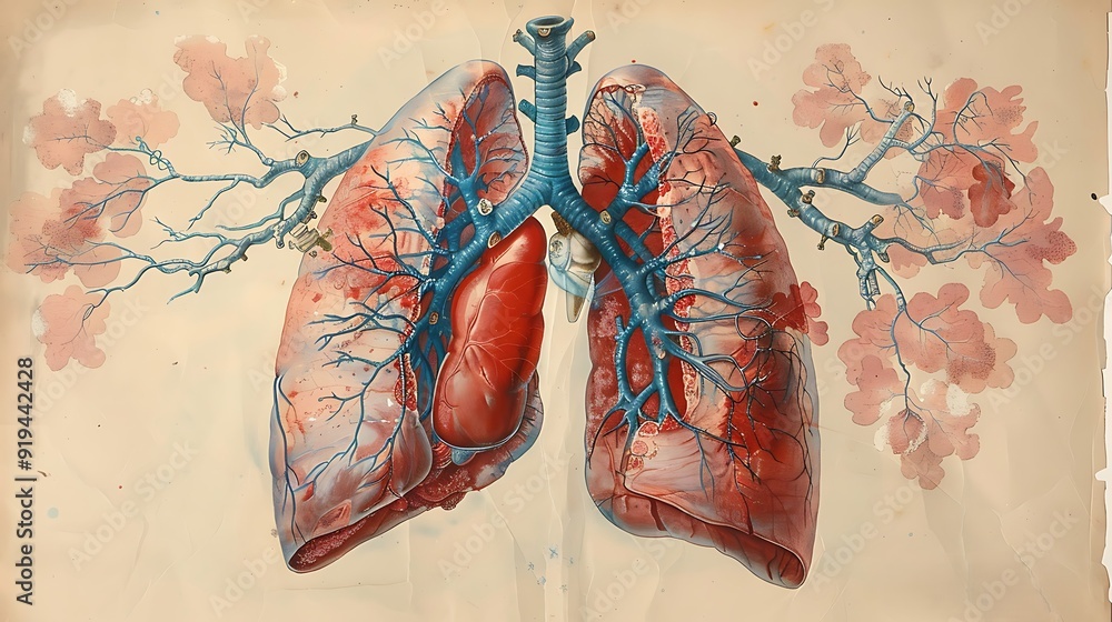 Gross anatomy of respiratory system featuring lungs trachea and ...