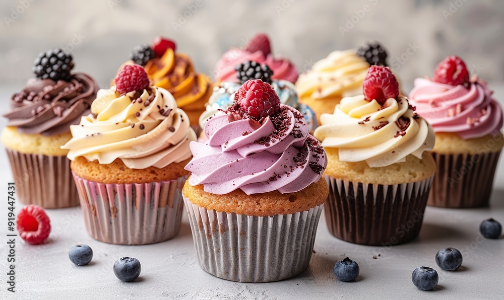 ภาพประกอบสต็อก cupcake muffin with icing frosting on transparent ...
