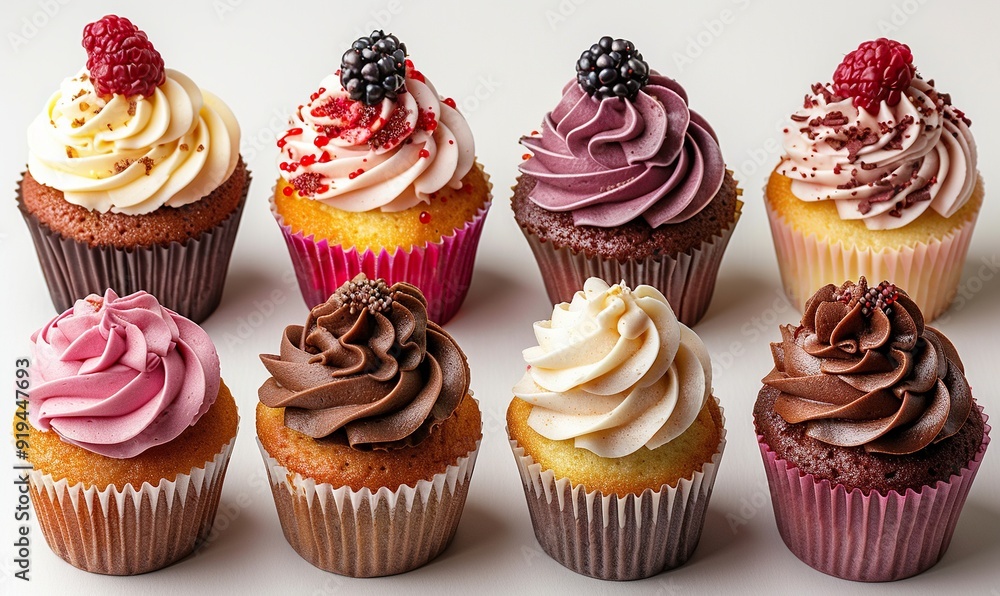 cupcake muffin with icing frosting on transparent background cutout file many assorted different ...