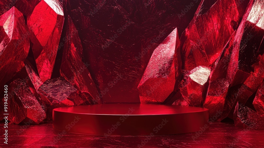 Glamorous Ruby Crystal Display, an elegant backdrop showcasing a ...