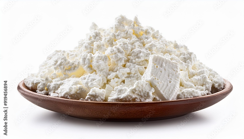 Cottage cheese isolated on white background. Fresh grainy cottage ...