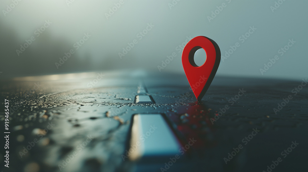 A red dot on a map that is pointing to a specific location Stock ...