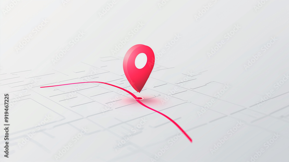 A red dot on a map that is pointing to a specific location Stock ...