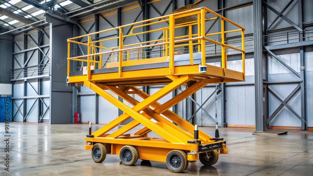 Rugged metal mobile elevated work platform with sturdy wheels and ...