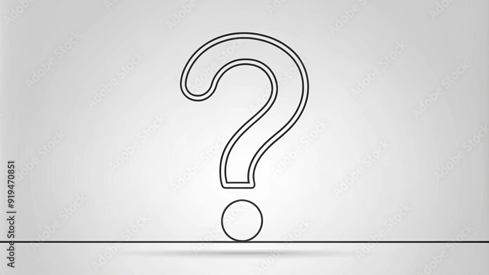 Simple and minimalist line art illustration of a large question mark ...