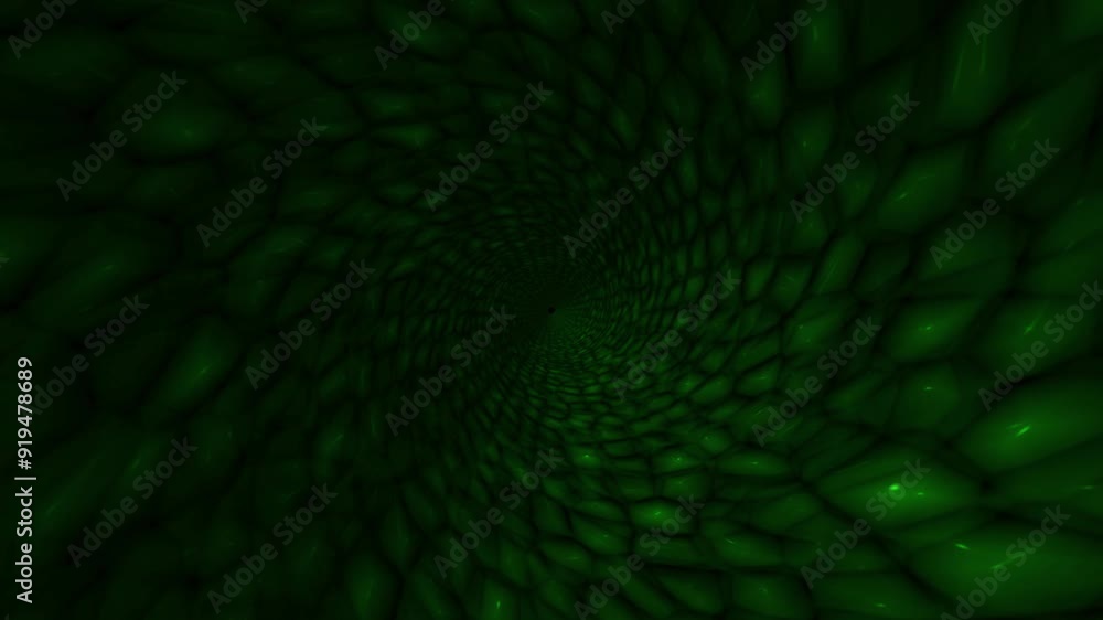 Snake Scale Green Tunnel 4K Loop features movement out of a tunnel that ...
