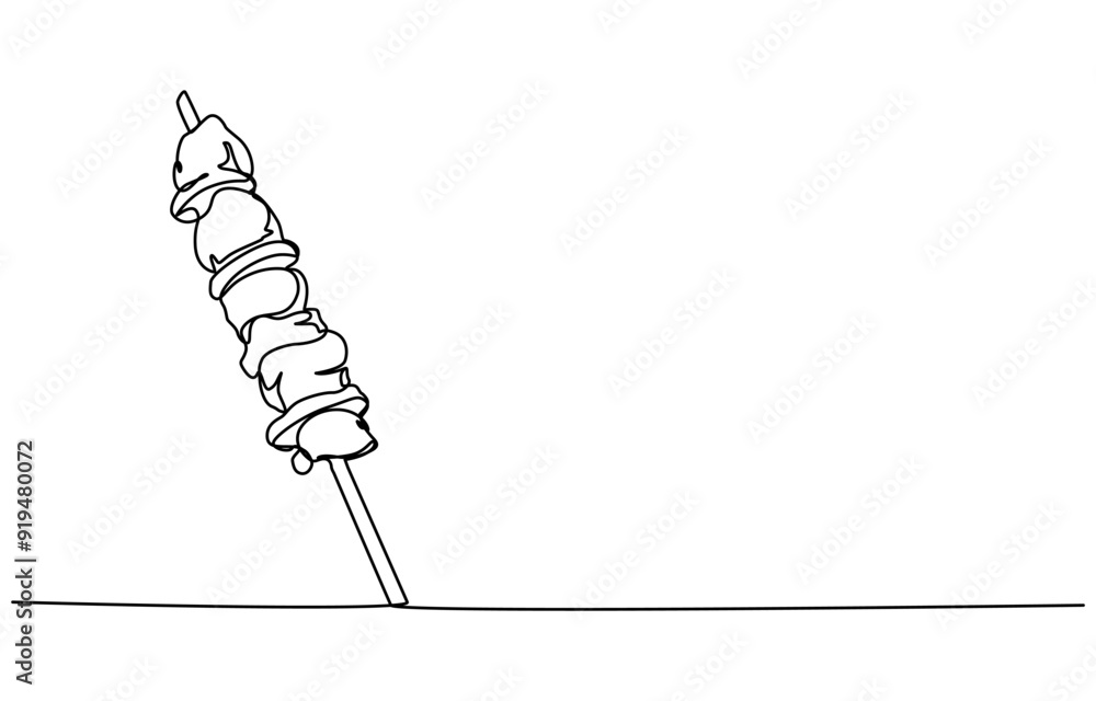 Continuous line drawing. Shish kebab on skewers. Vector illustration ...