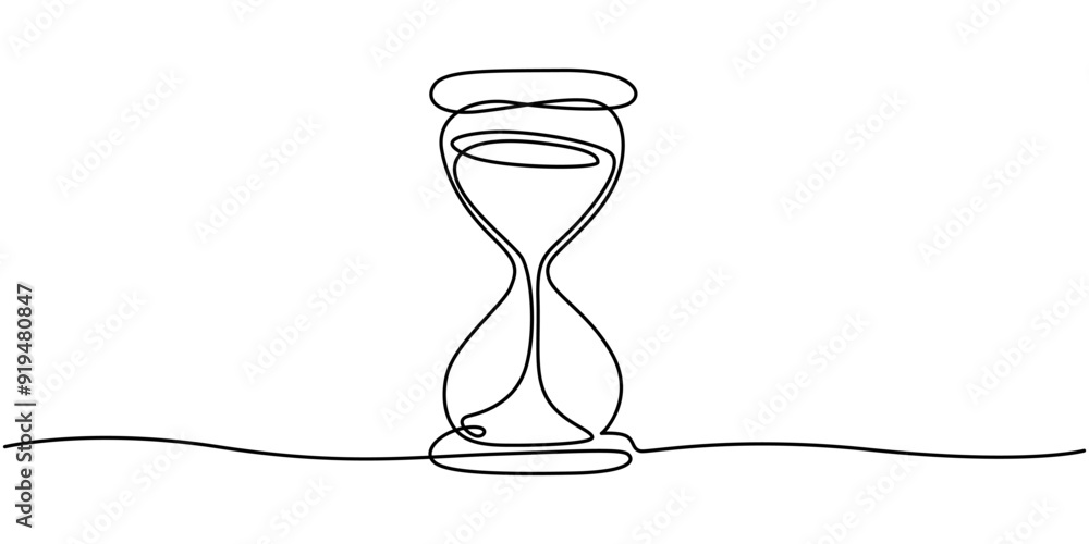Continuous line drawing of hourglass. One line of hourglass. Hourglass ...