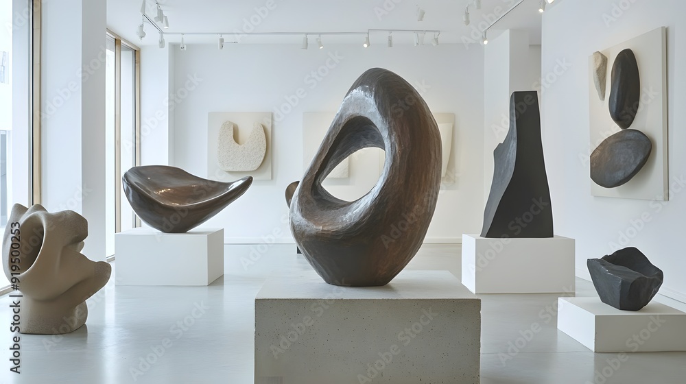 Modern Sculptures in Gallery Setting: A minimalist gallery space ...