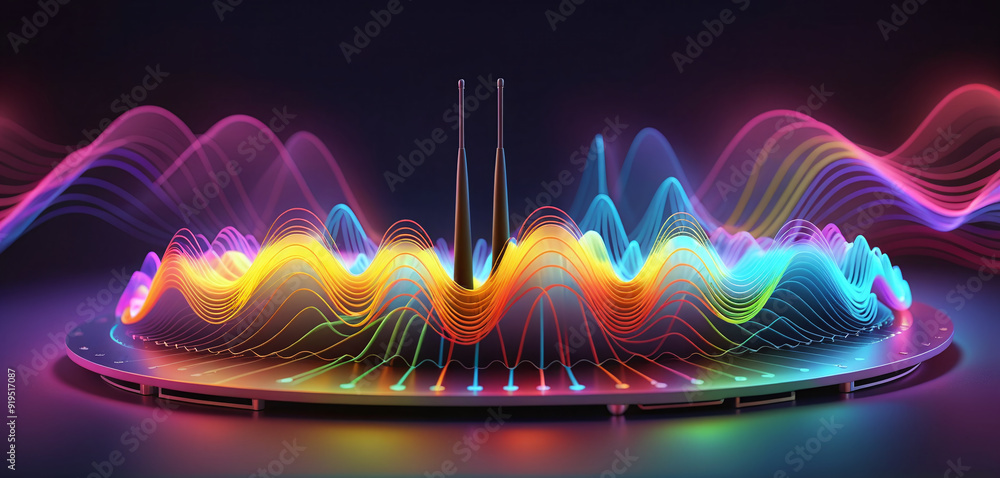 Illustrative visualization of radio waves around a transmitting and ...