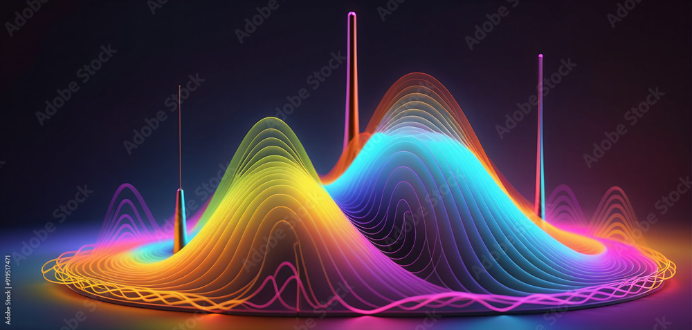 Illustrative visualization of radio waves around a transmitting and ...