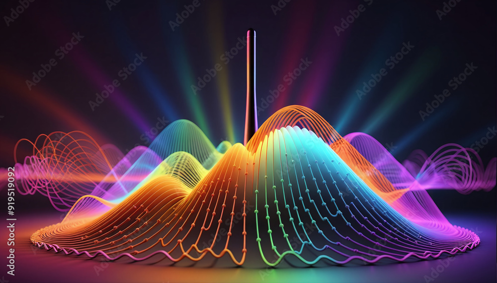 Illustrative visualization of radio waves around a transmitting and ...