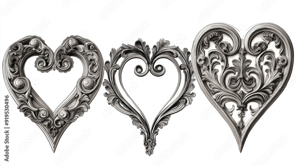 ภาพประกอบสต็อก designed heart-shaped frames. Each frame is unique in ...