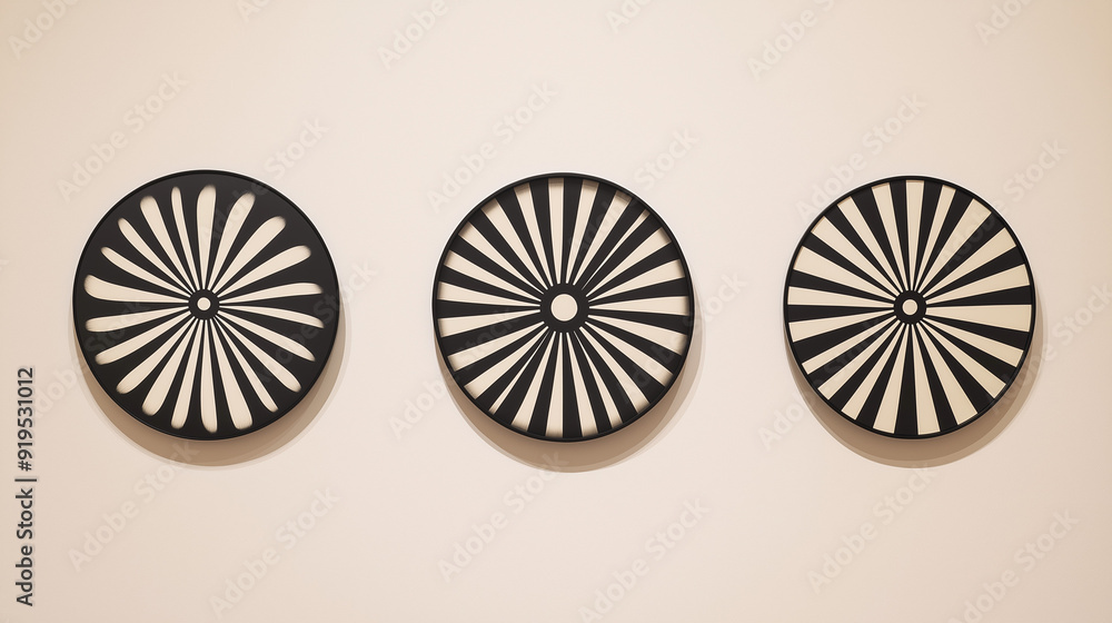 Three distinct circular patterns. From left to right, they are: a ...