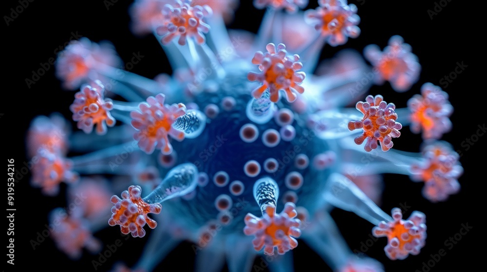 Virus Structure: A detailed 3D rendering of a virus particle ...