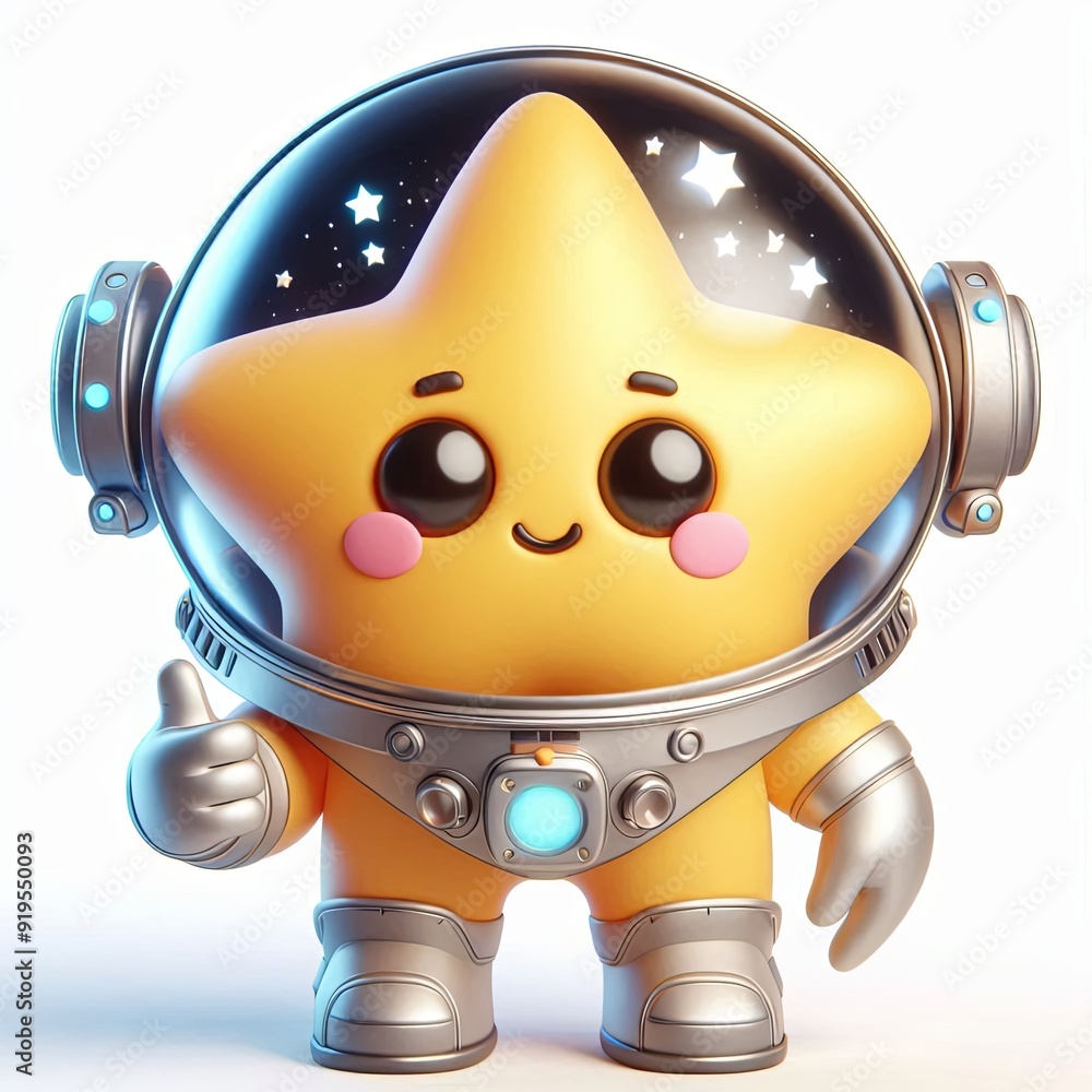 cute cartoon star Character In a spacesuit with a helmet 3d, Generative ...